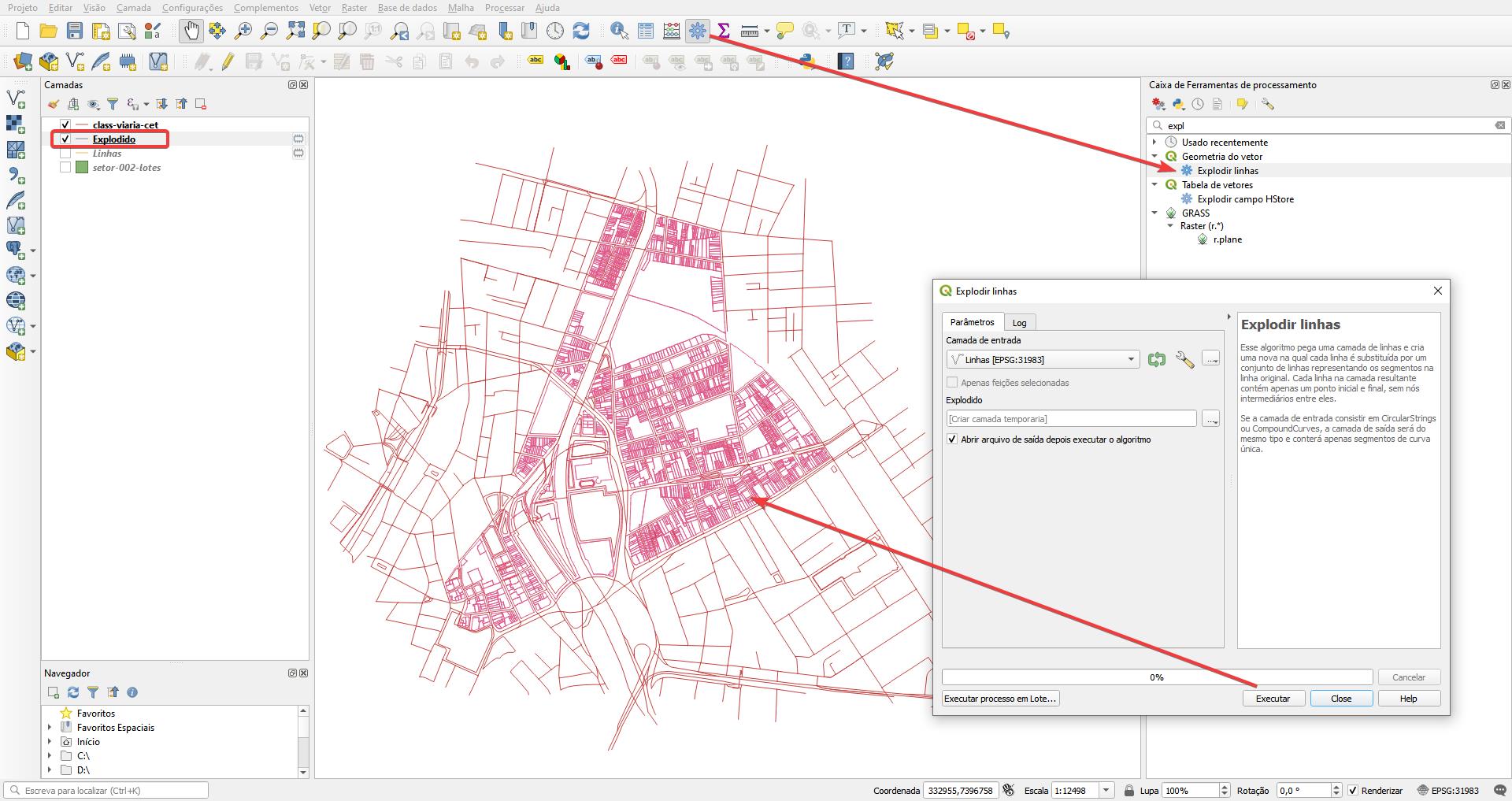 Face de quadra - QGIS